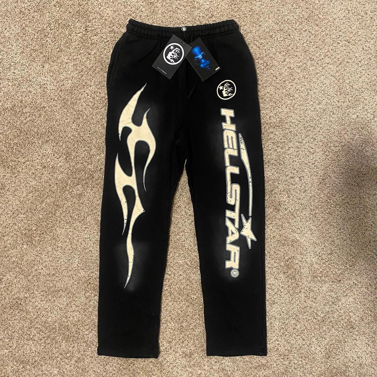 BLACK AND WHITE HELLSTAR SWEATS SIZE L FITS LIKE A... | Depop