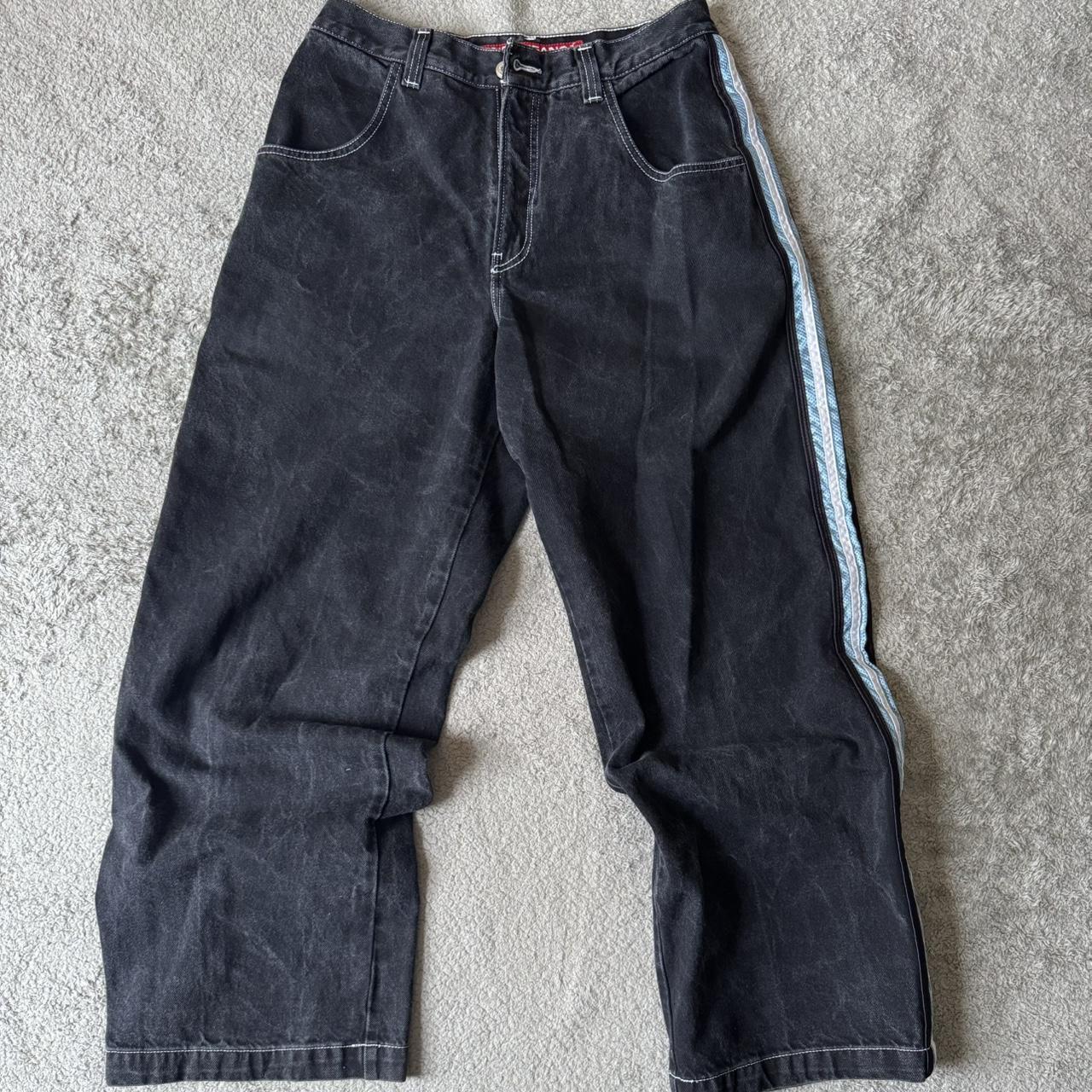 JNCO black jeans with white side stripe Grail!!... - Depop