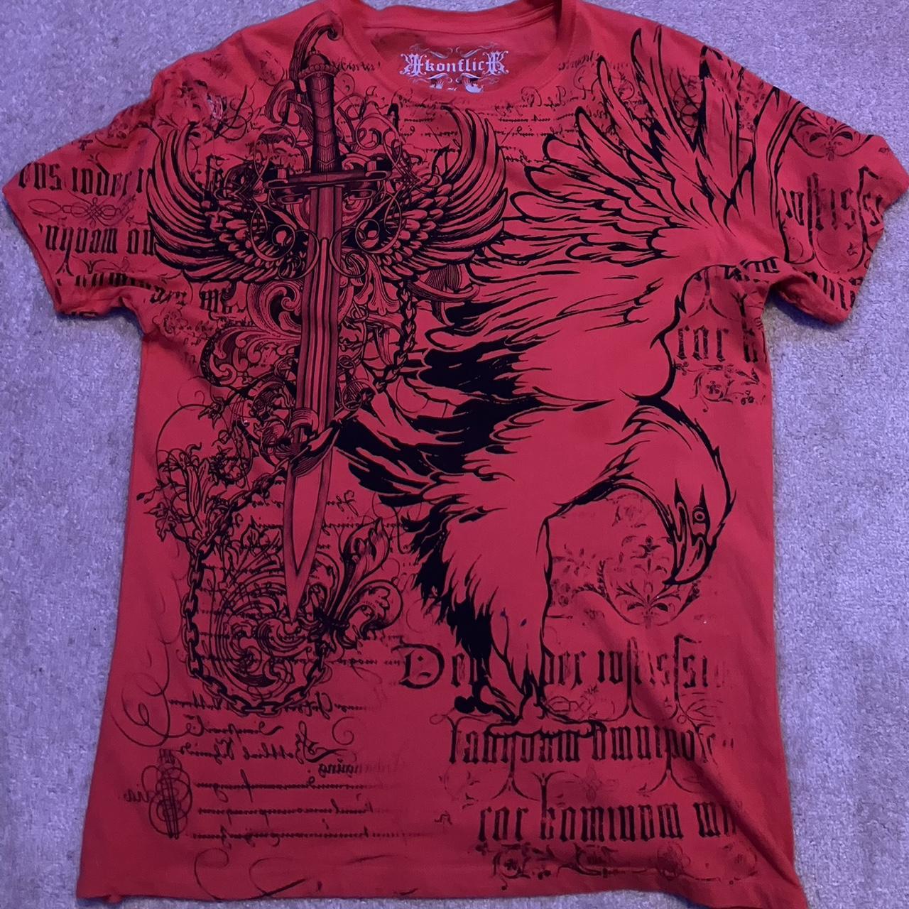 eg. Large red konflic affliction T-shirt - Depop