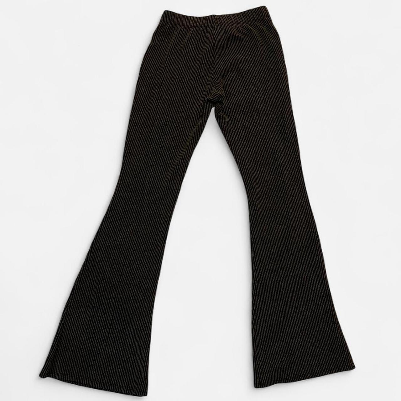 mid/low rise dark grey ribbed flare pants, super... | Depop