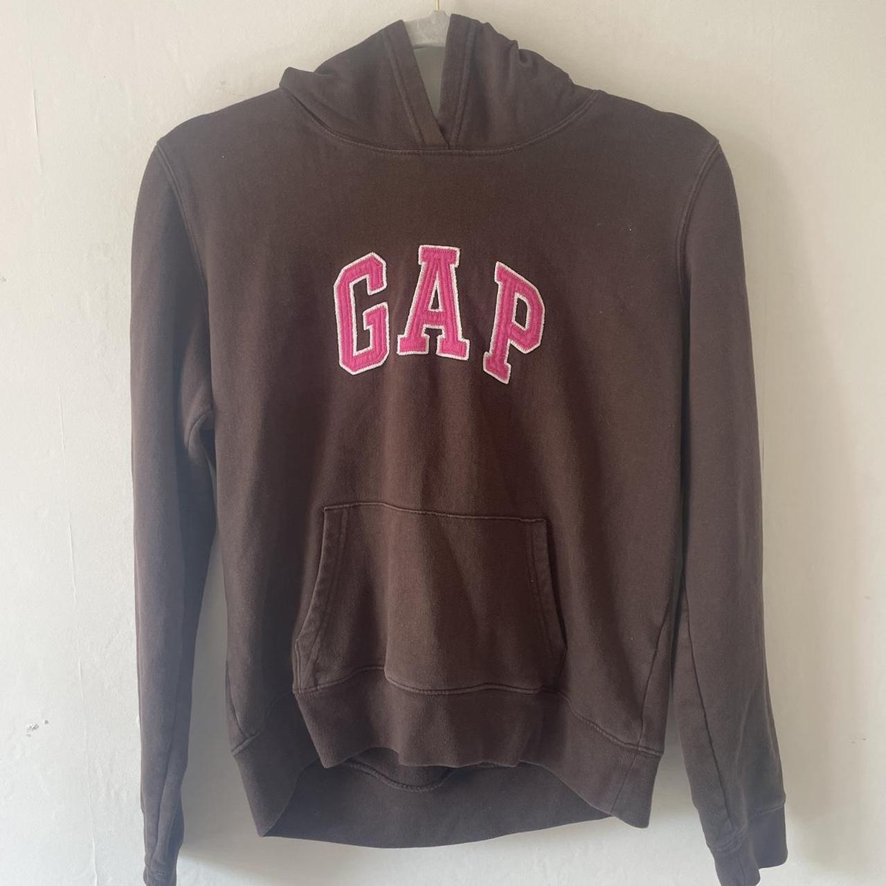Brown and pink GAP hoodie, size S (will fit size... - Depop