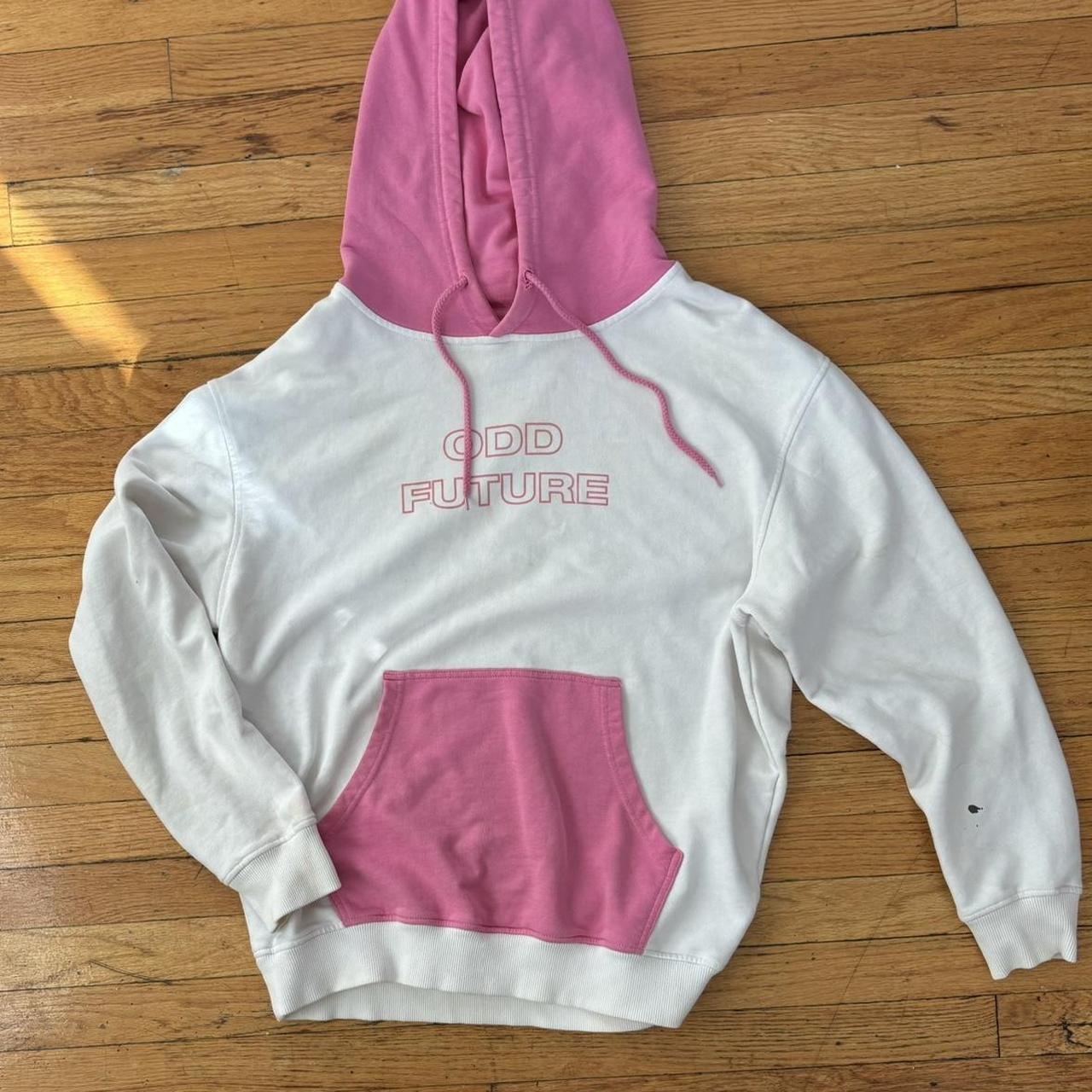 White and pink Odd Future hoodie Size L - Depop
