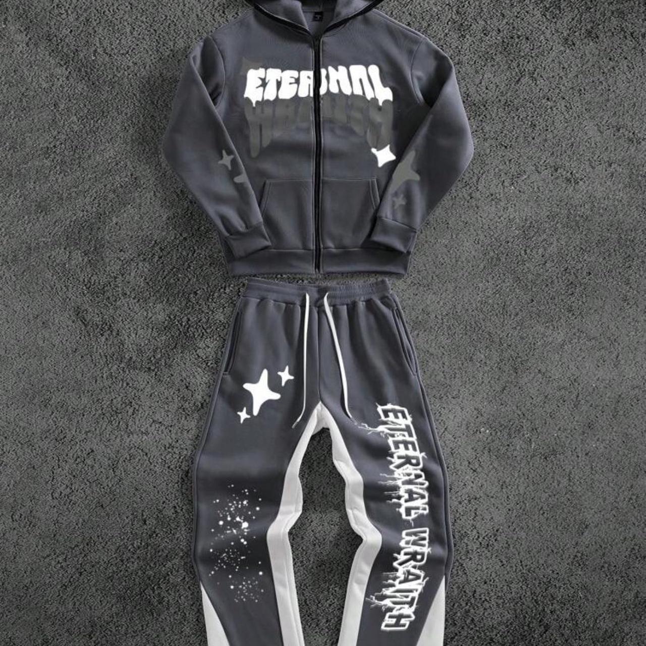 Grey and white Eternal Wrath tracksuit #streetwear | Depop