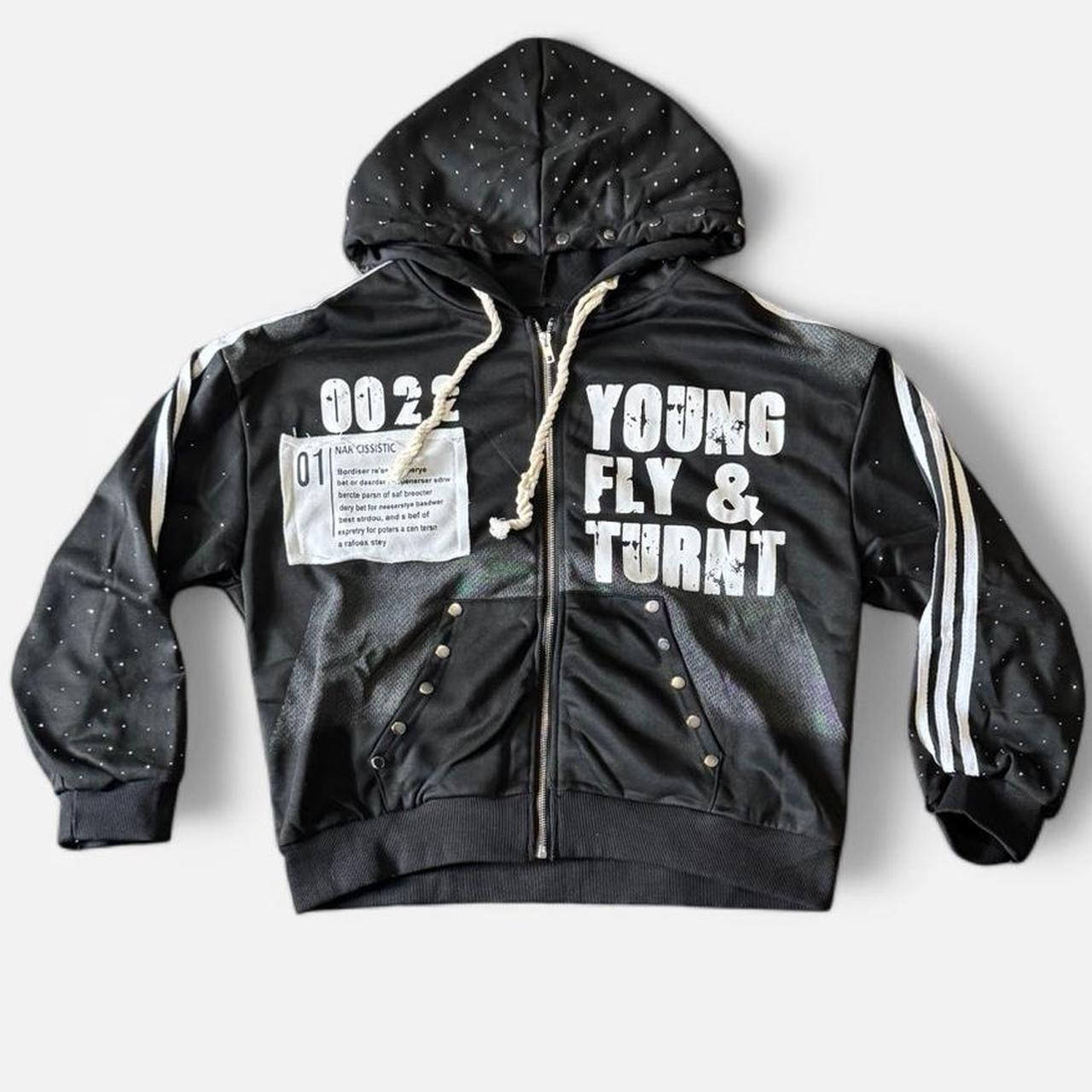 Young Fly & Turnt Black And White Fly Zip up Hoodie... | Depop