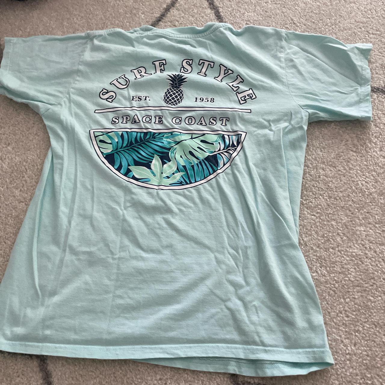 -blue surf shop shirt #surf #surfshop #blue #pineapple - Depop