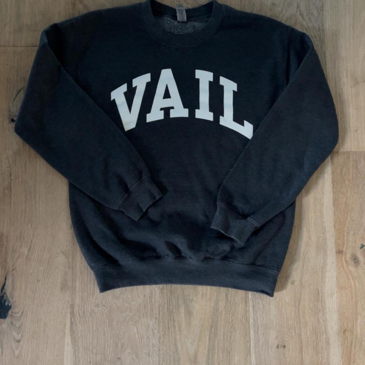 Vail black and white crewneck sweatshirt - Depop