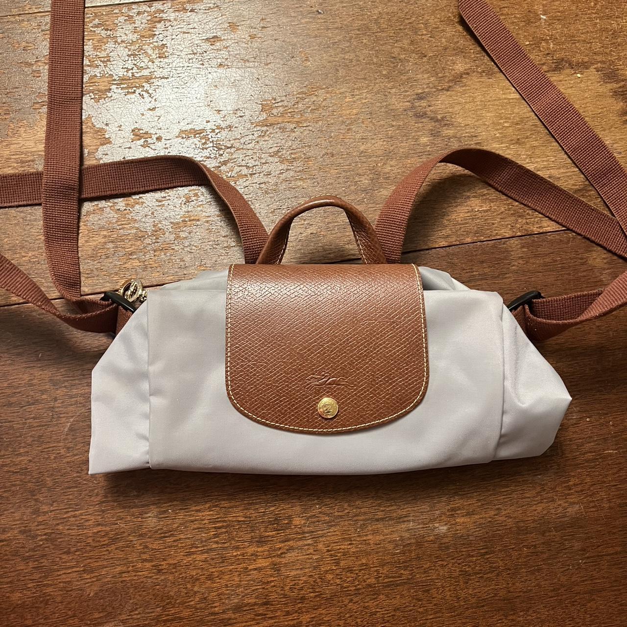 Longchamp light blue Le Pliage mini backpack Wear... - Depop