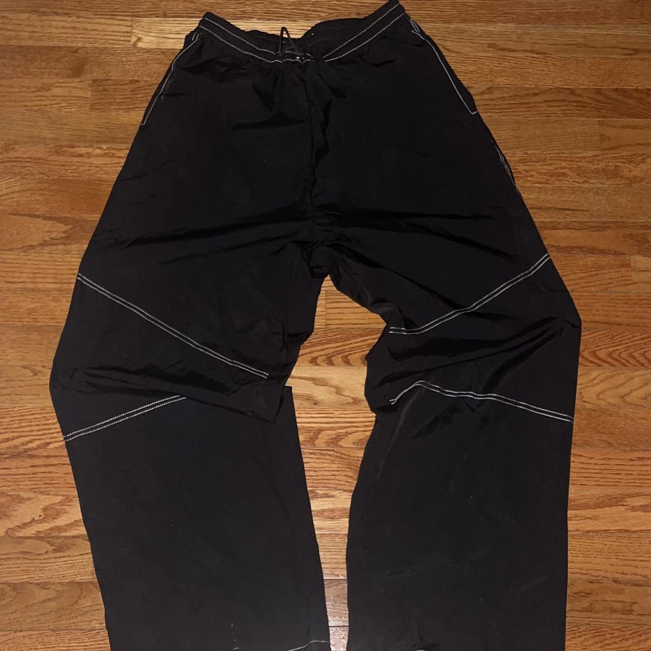 Black and white vintage 90s skater pants with... - Depop