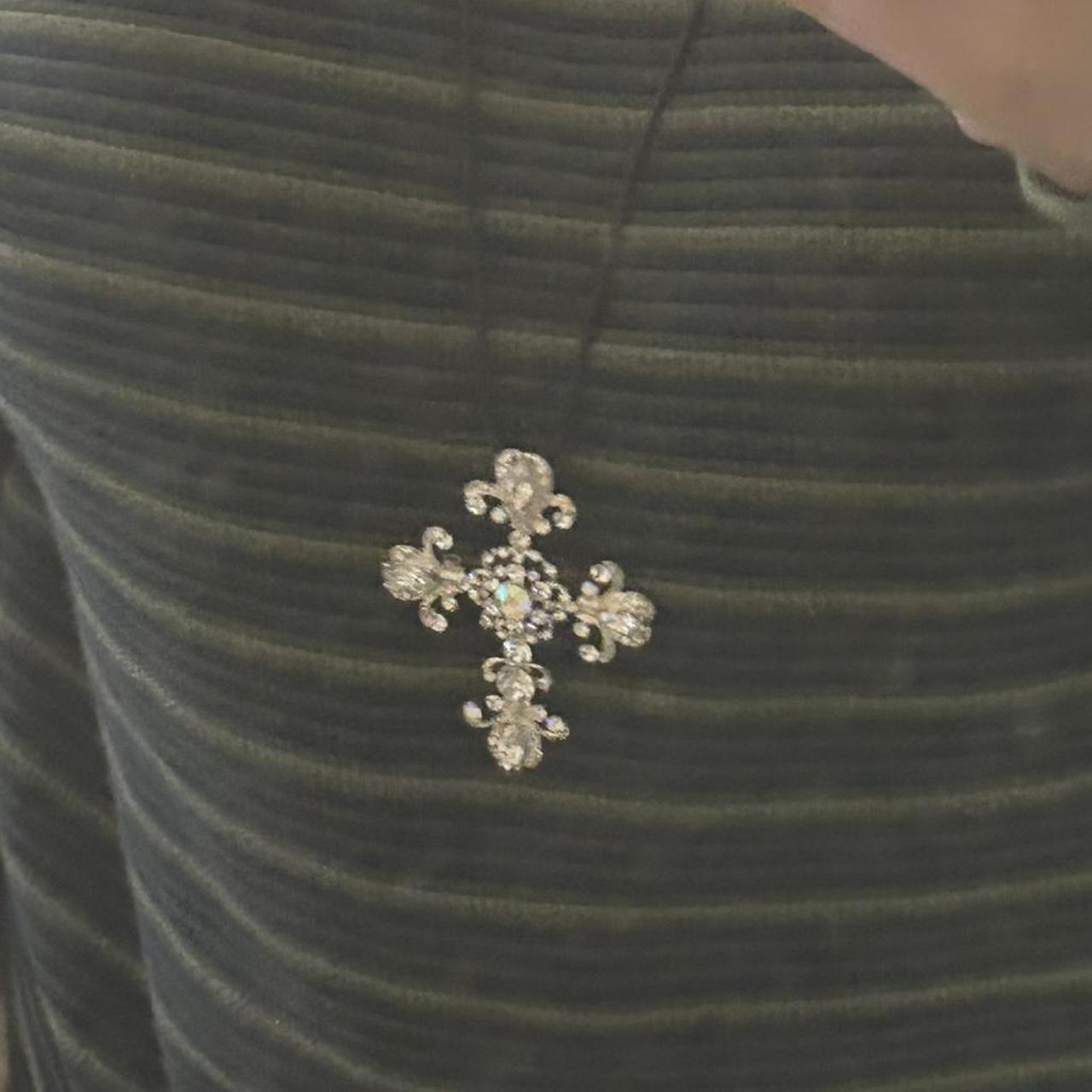 Blinged y2k cross necklace! Handmade and super... - Depop