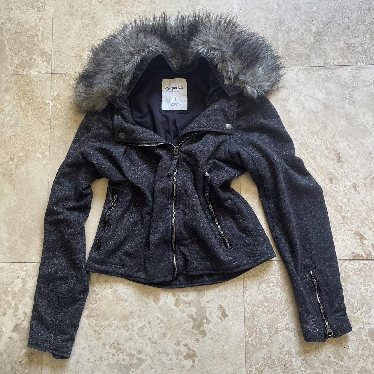 Vintage Aeropostale removable Fur Jacket Size:... - Depop