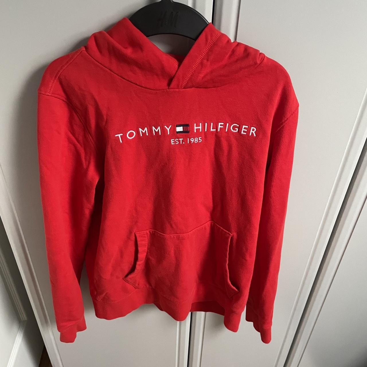 Tommy Hilfiger Red hoodie, size 164 kids age 14/15.... - Depop