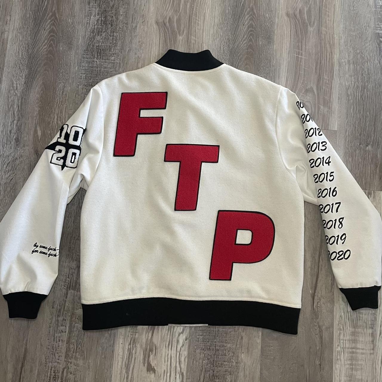 FTP Men's White and Red Jacket | Depop