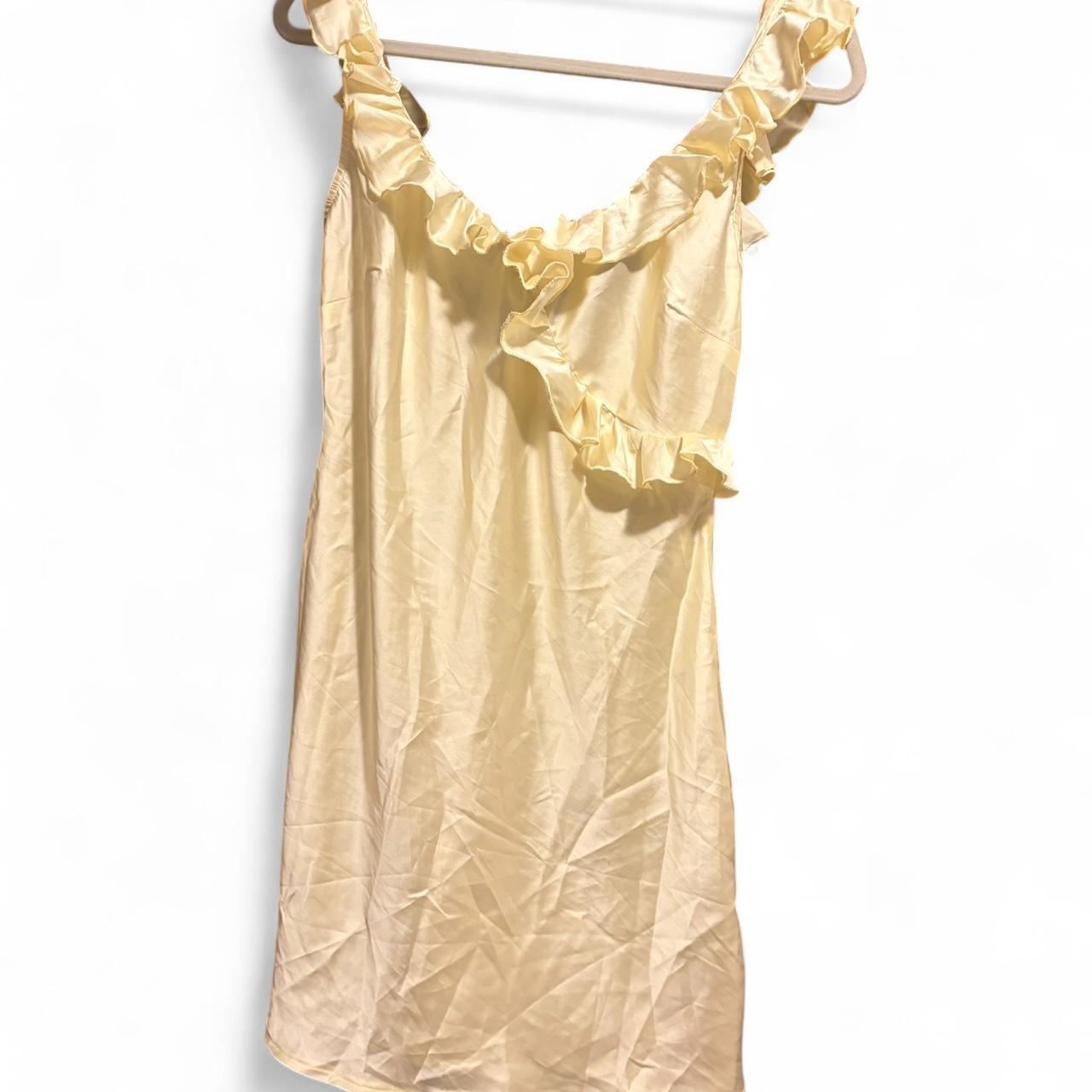 shein light yellow satin mini dress size large new... | Depop