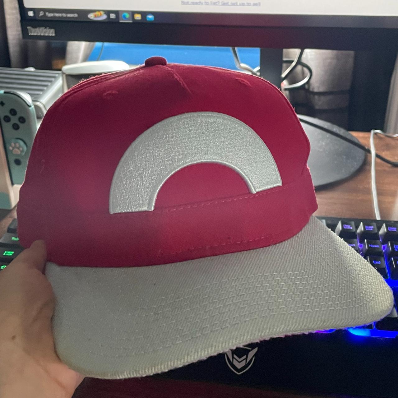 Red Pokemon snapback hat styled after Ash's cap in... - Depop