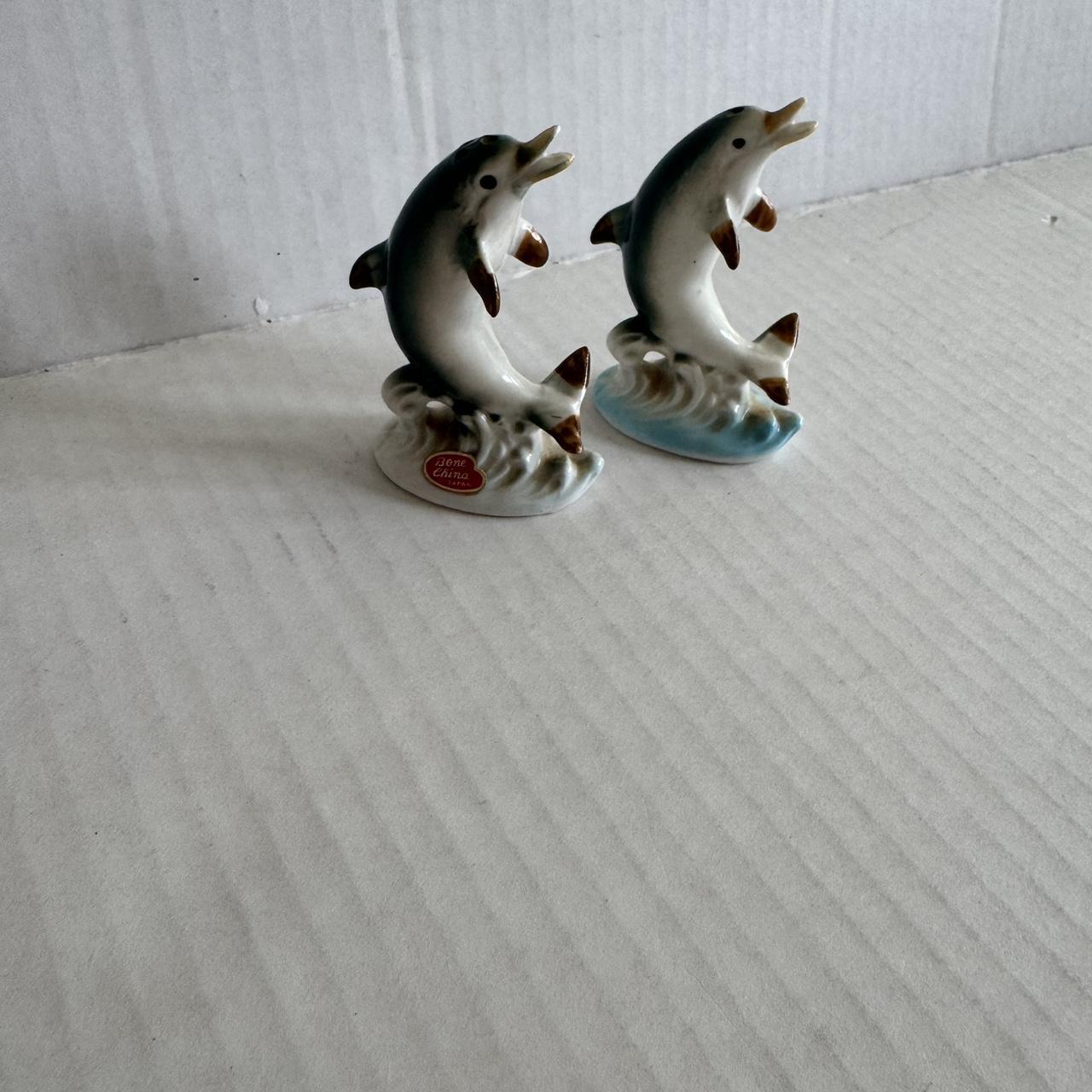 Vintage Mini Dolphins Jumping Ceramic Salt & Pepper... | Depop
