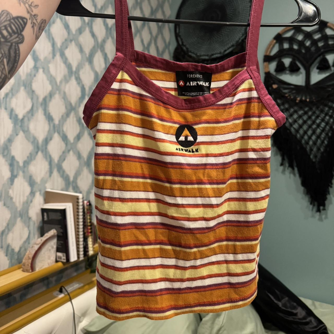 airwalk forever 21 cropped tank top - orange ,... - Depop