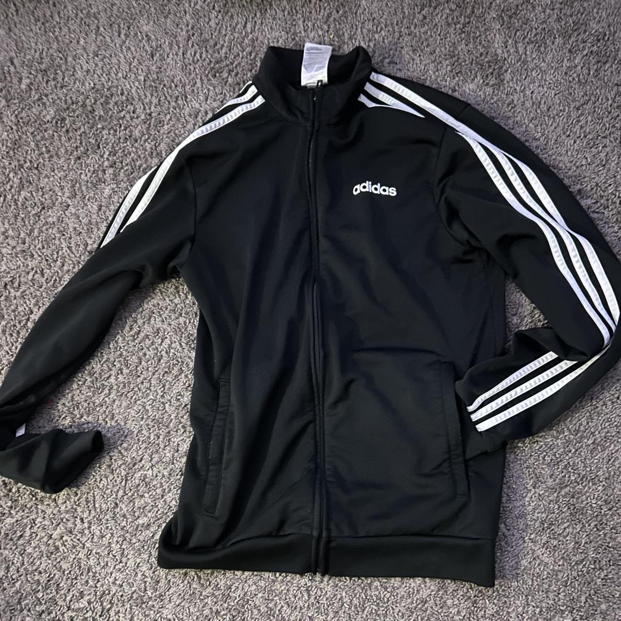 Adidas black and white jacket #jacket #hoodie - Depop
