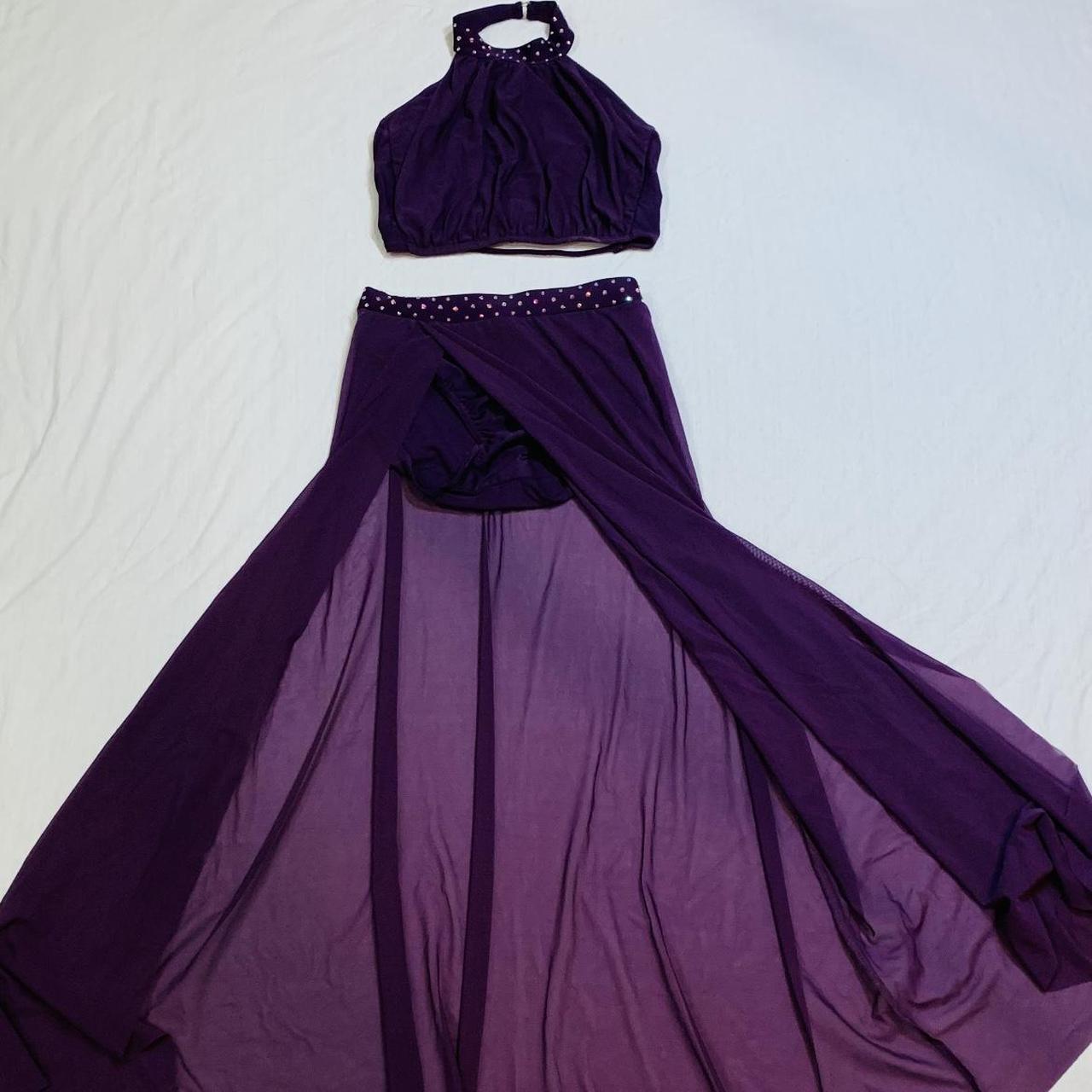 two piece purple dance costume, adult medium,... - Depop