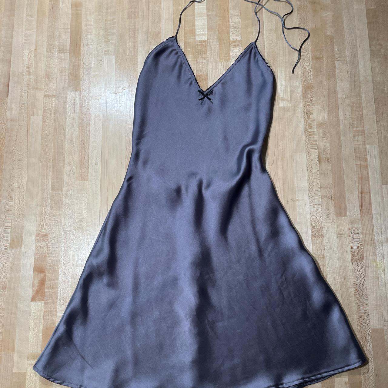 Zara Purple Open Back Satin Dress Size: Small -Silk - Depop