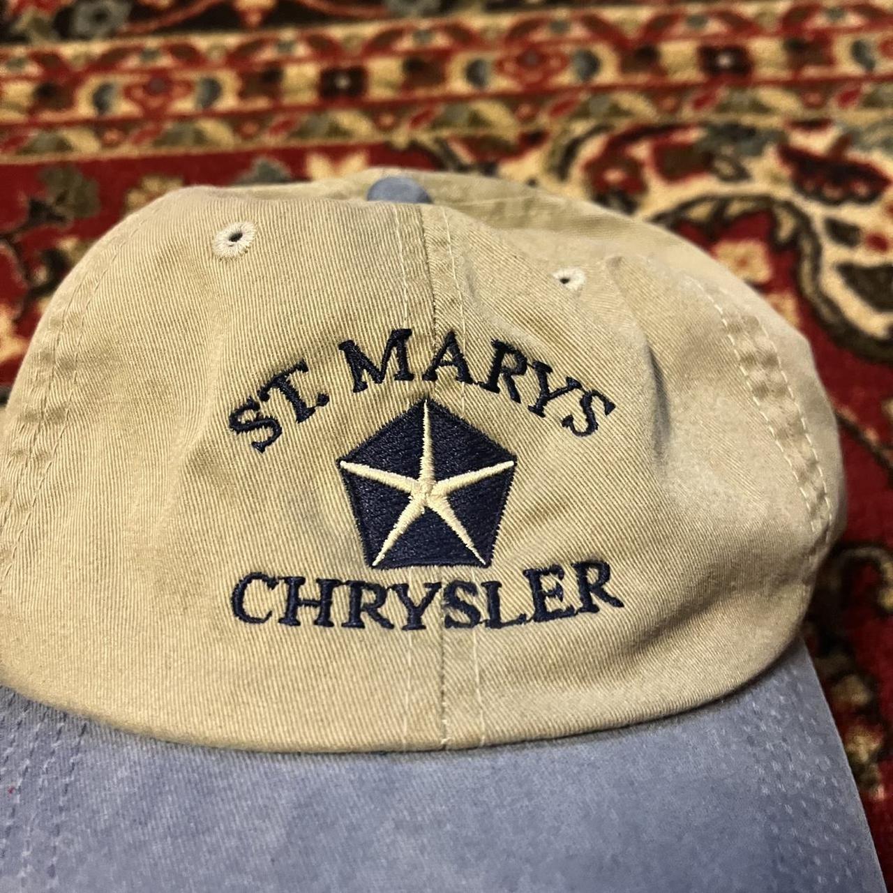 Tan and blue St. Mary's Chrysler hat | Depop