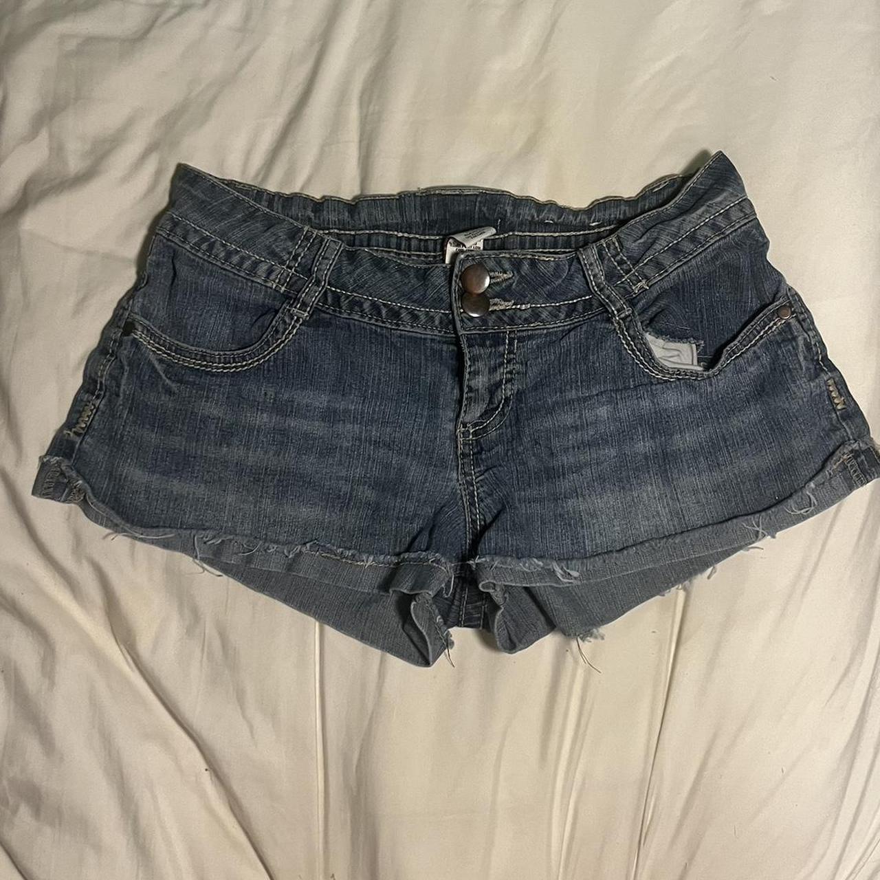 super cute jean shorts! has button detailing on the... - Depop