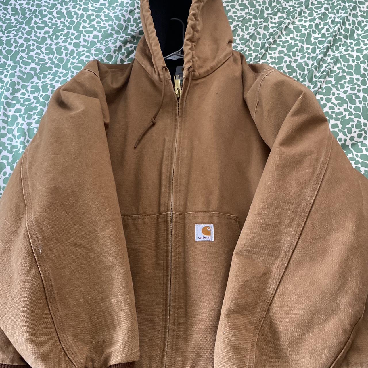 Carhartt tan and brown jacket - great quality #workwear - Depop