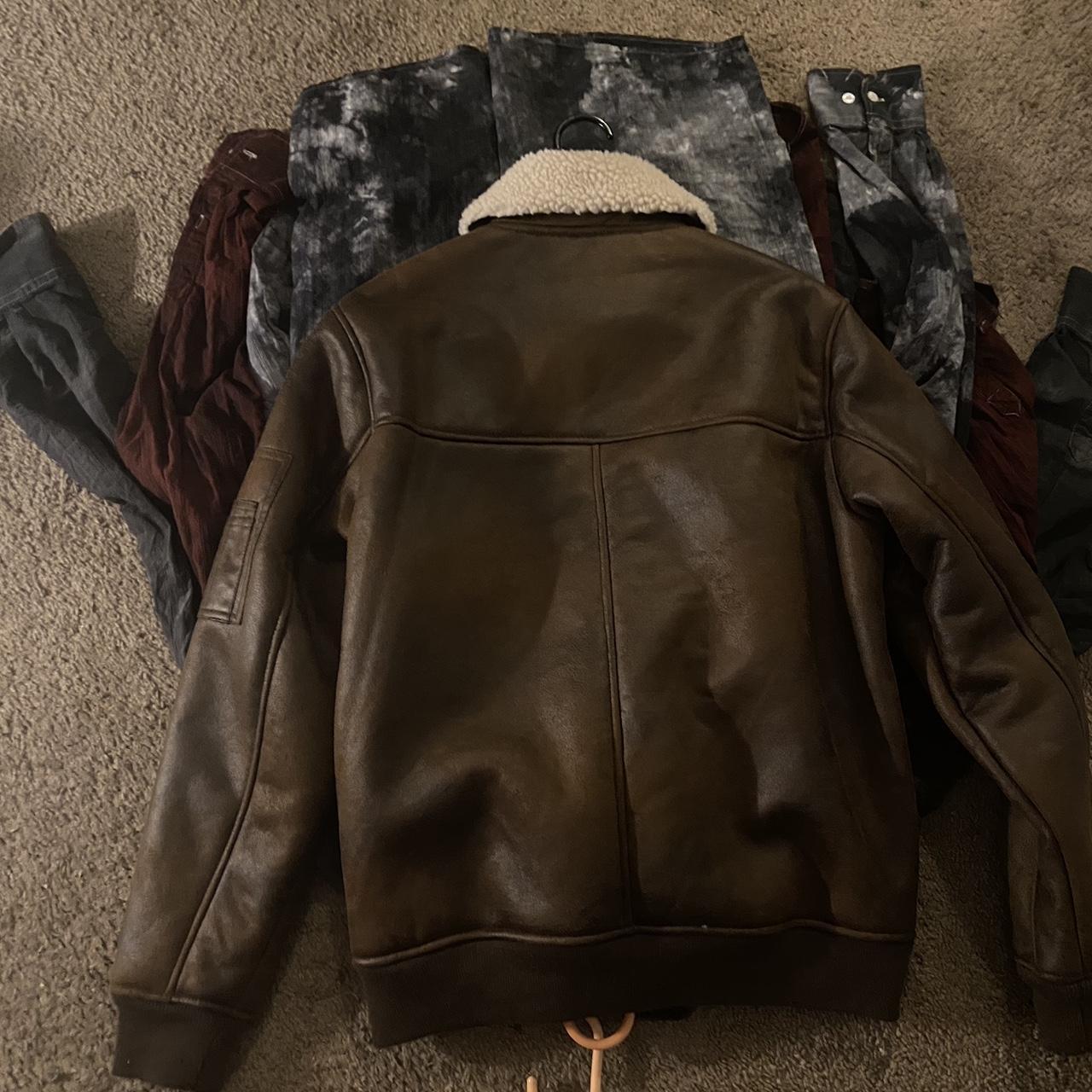 Rainforest bomber jacket brown leather jacket With... - Depop