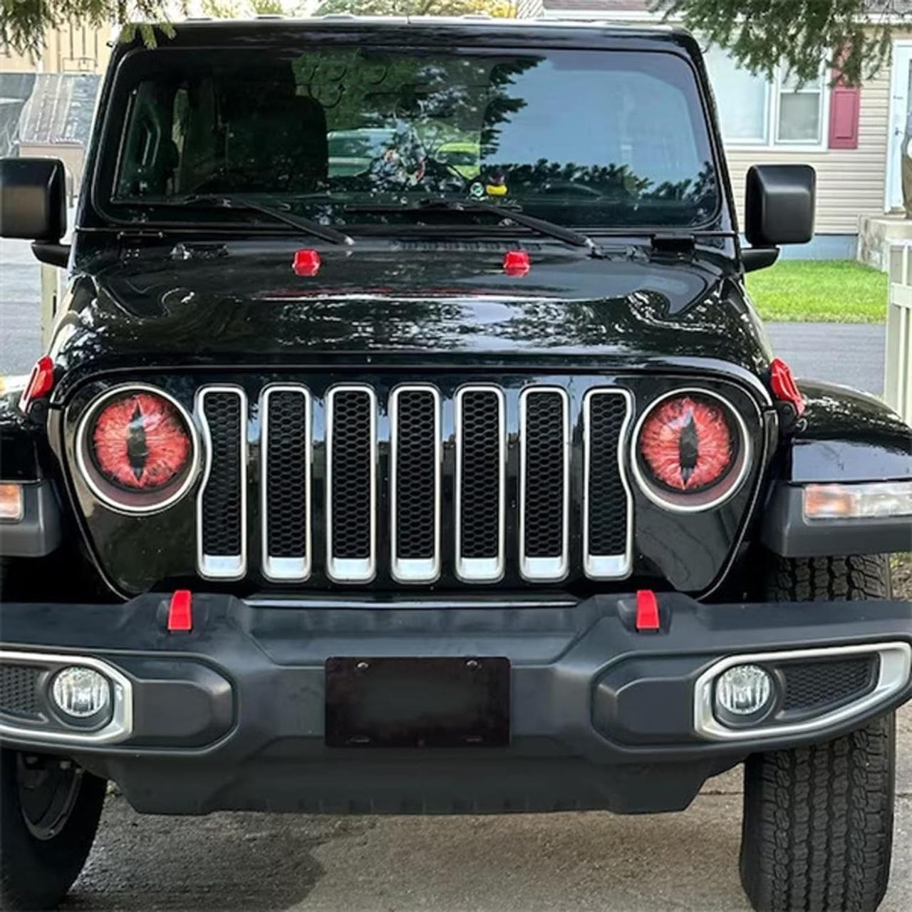 NEW Red Beast Eyes Headlight Decals Round Jeep... | Depop