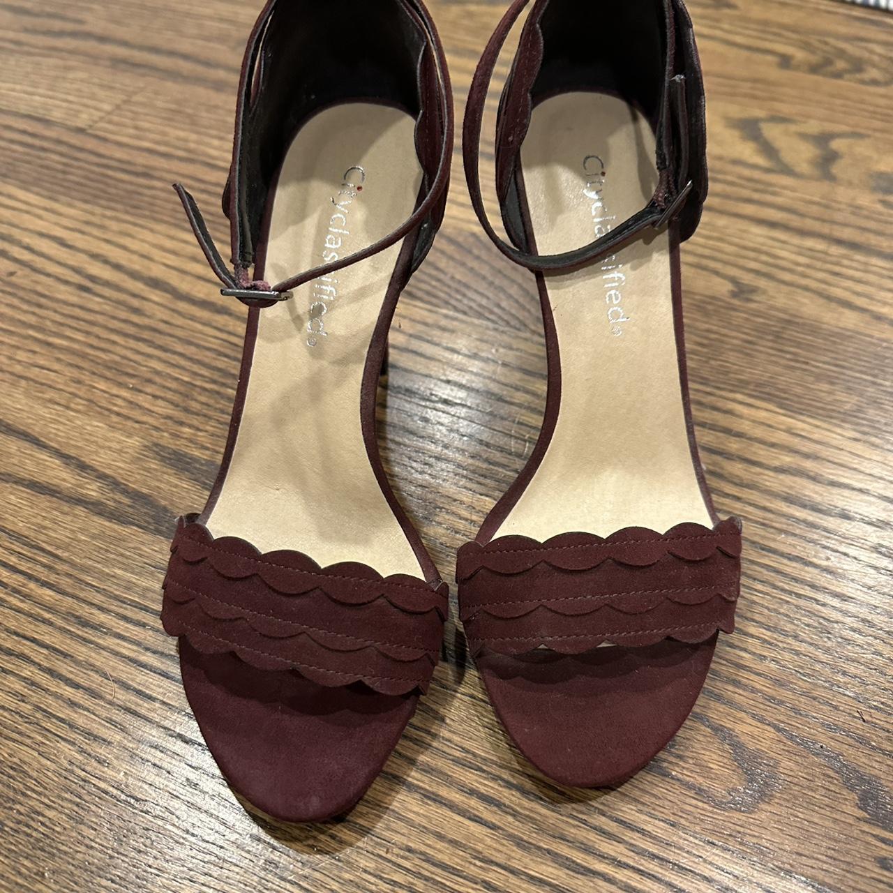 Burgundy suede heels. Size 6 Never worn! I got them... - Depop