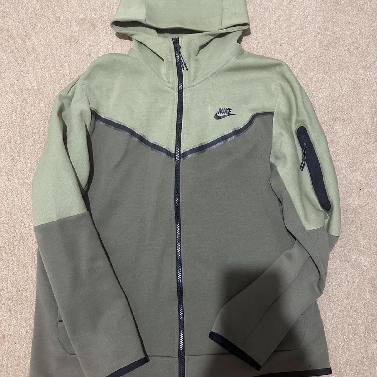 Size L Khaki/Green Tech Fleece zip-hoodie,no rips or... | Depop