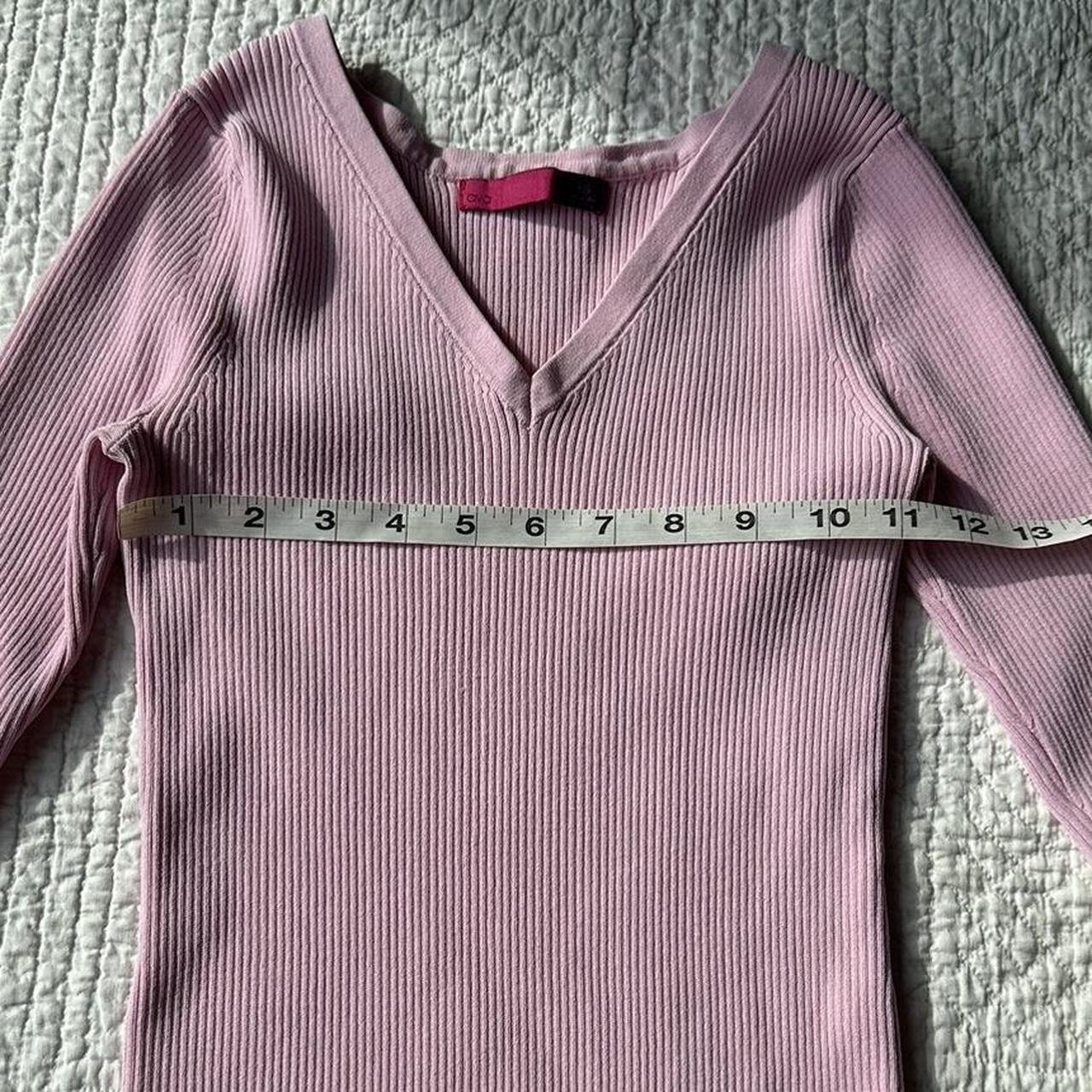 Y2k Pink Ribbed Long Belle Sleeve Coquette Blouse By... - Depop