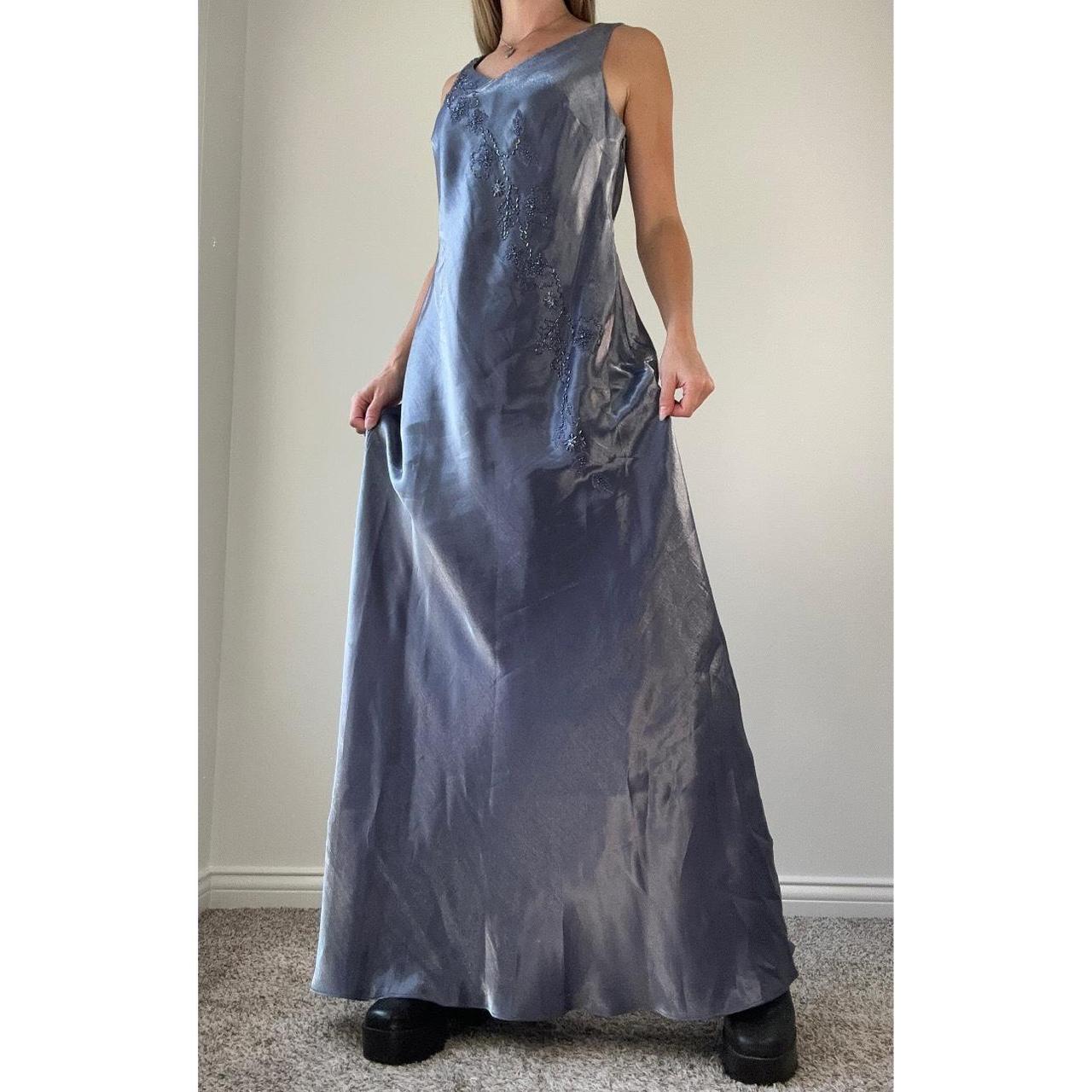 90s Periwinkle Metallic Iridescent Sequined Glam... - Depop