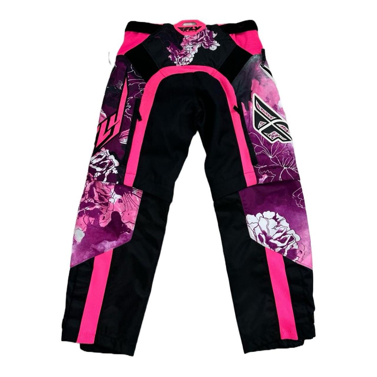 Y2k Black & Pink Padded Motocross Racing Biker Pants... - Depop