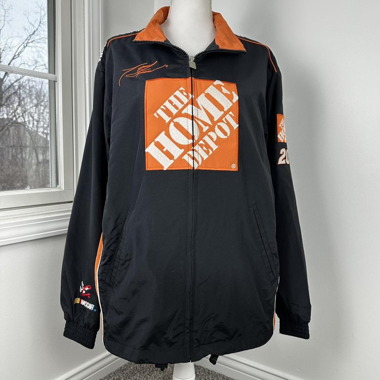 90s Black & Orange NASCAR Tony Stewart Graphic Zip... | Depop