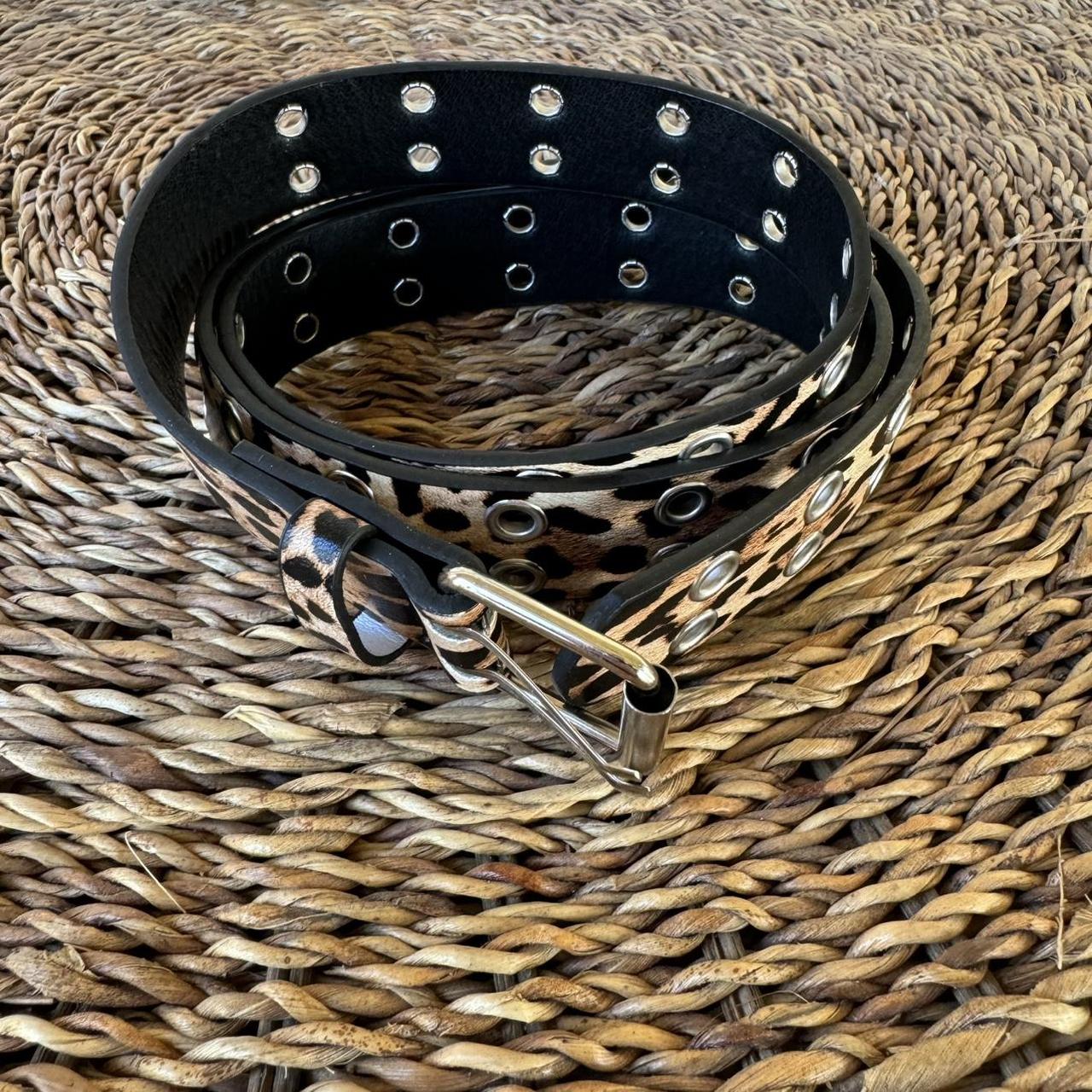 Leopard print belt with silver studs #wildaccessories - Depop