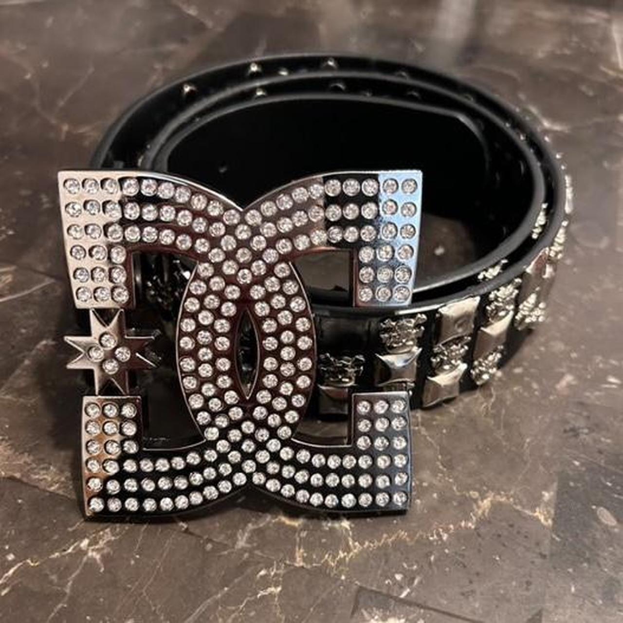 DC rhinestone belt buckle | Depop