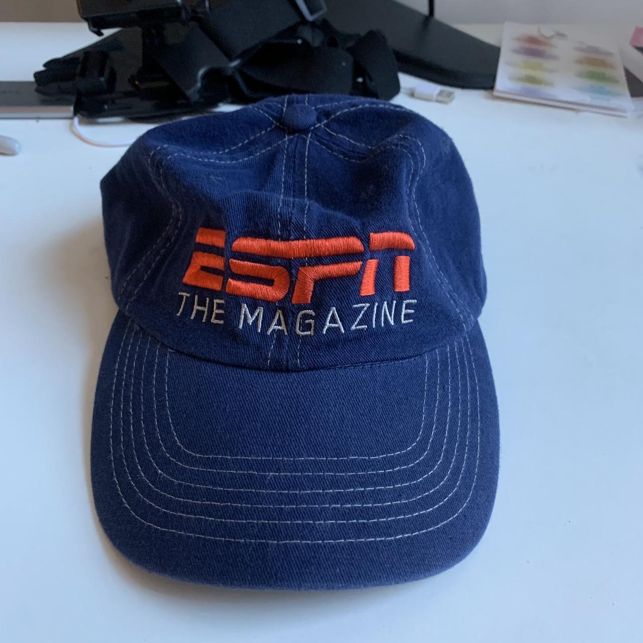 90s ESPN the magazine hat blue dad hat stitch strap... - Depop