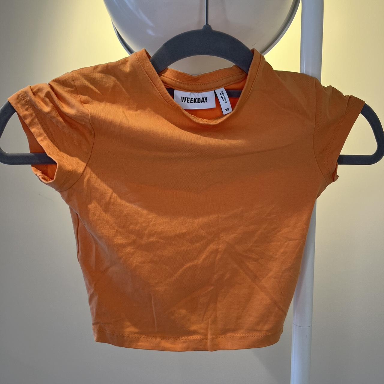 Weekday crop top in orange Orange baby tee from... - Depop