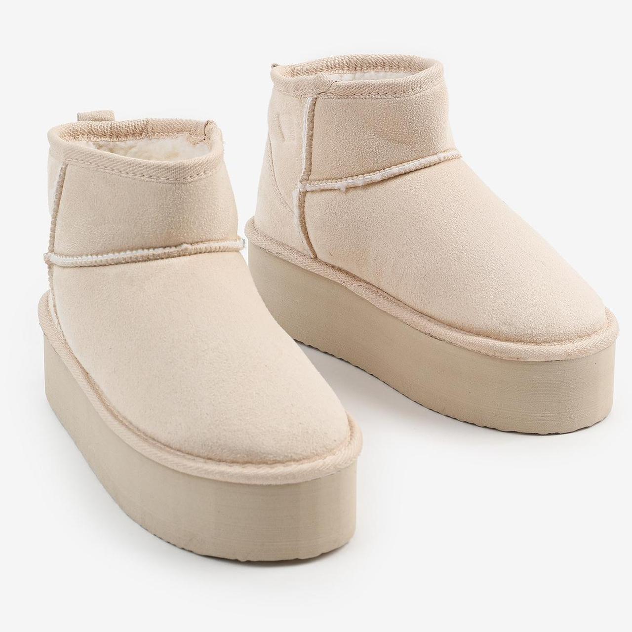 Ardene Mini Faux Sheepskin Platform Boots Color... - Depop