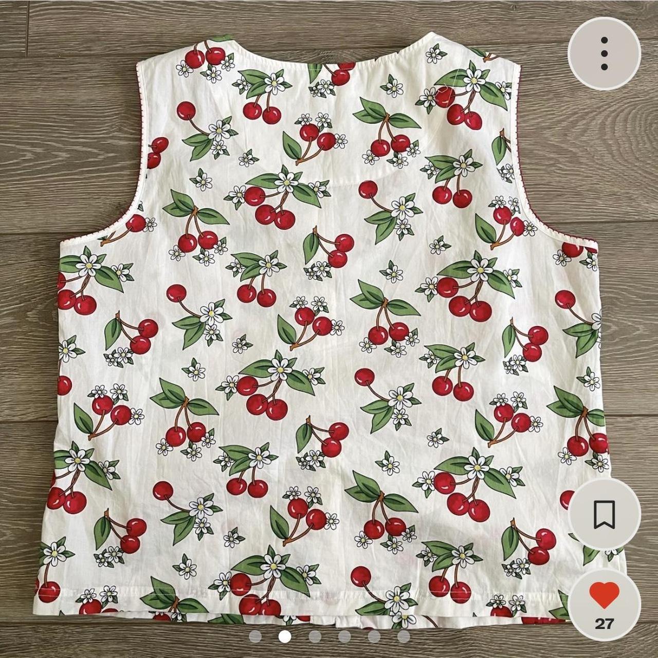 Vintage Cherry Button Up Tank Top Offers... - Depop