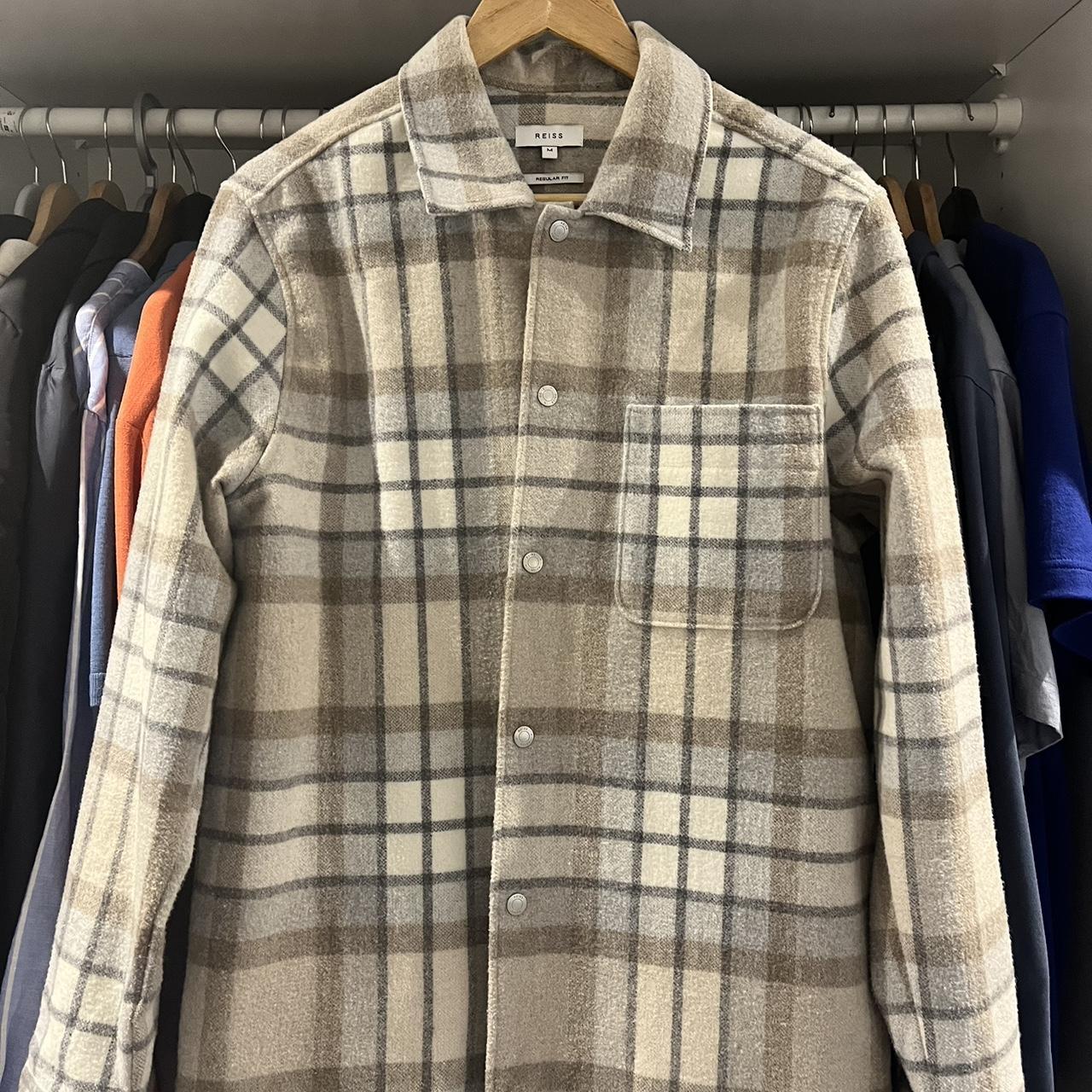 Reiss checkered overshirt Wool material Worn... - Depop