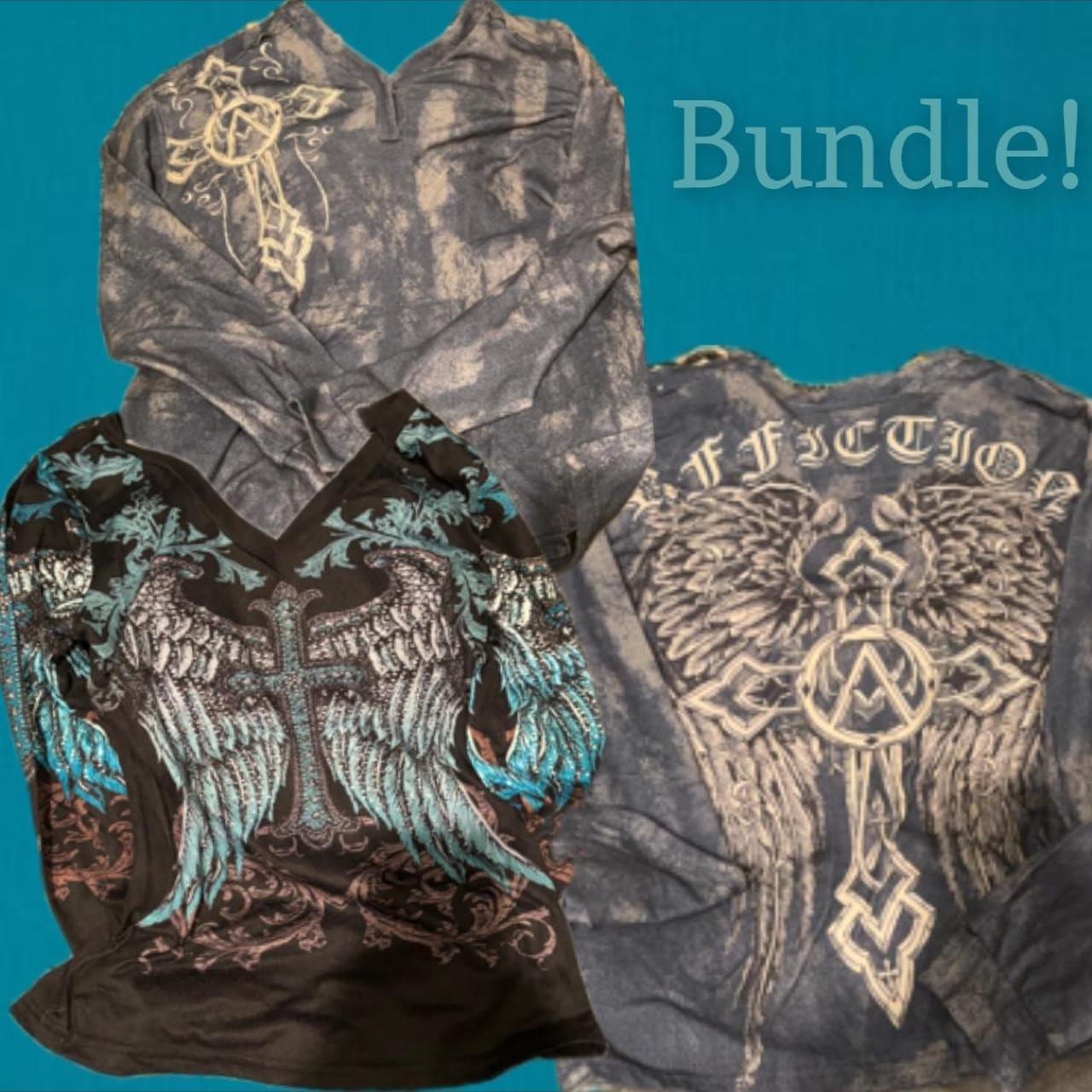 Affliction type style bundle - 2 shirts #y2k... - Depop