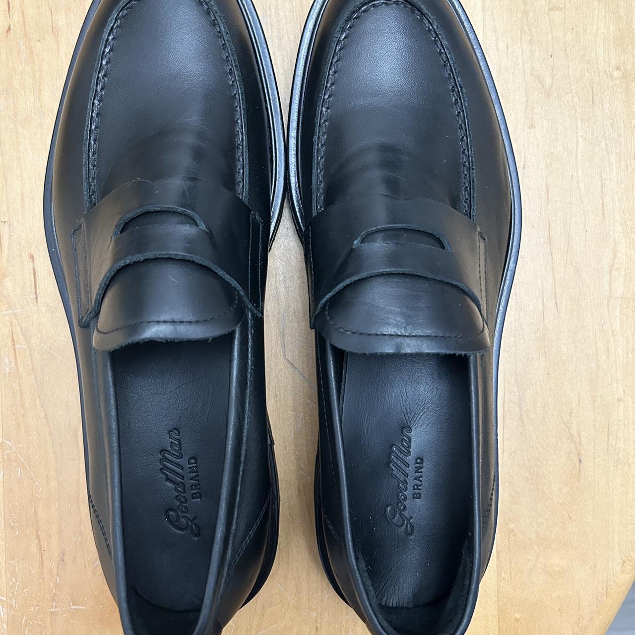 Black leather split toe loafers lug sole Goodman... - Depop