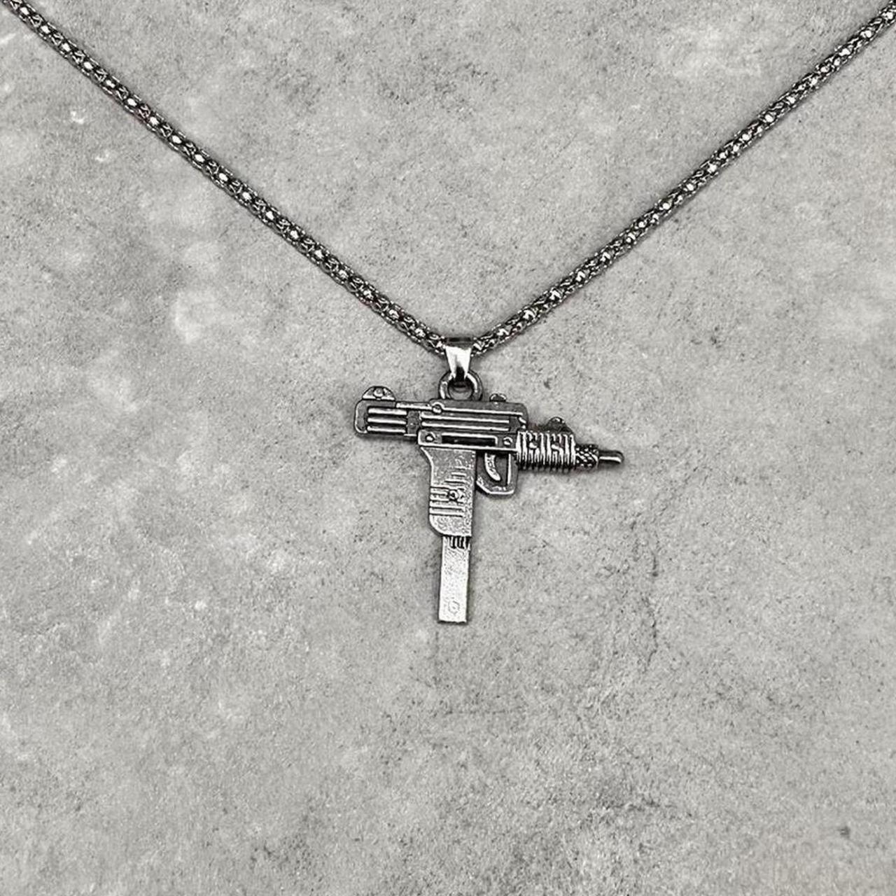 Unisex Real Silver Uzi Diamond Necklace (retail... | Depop