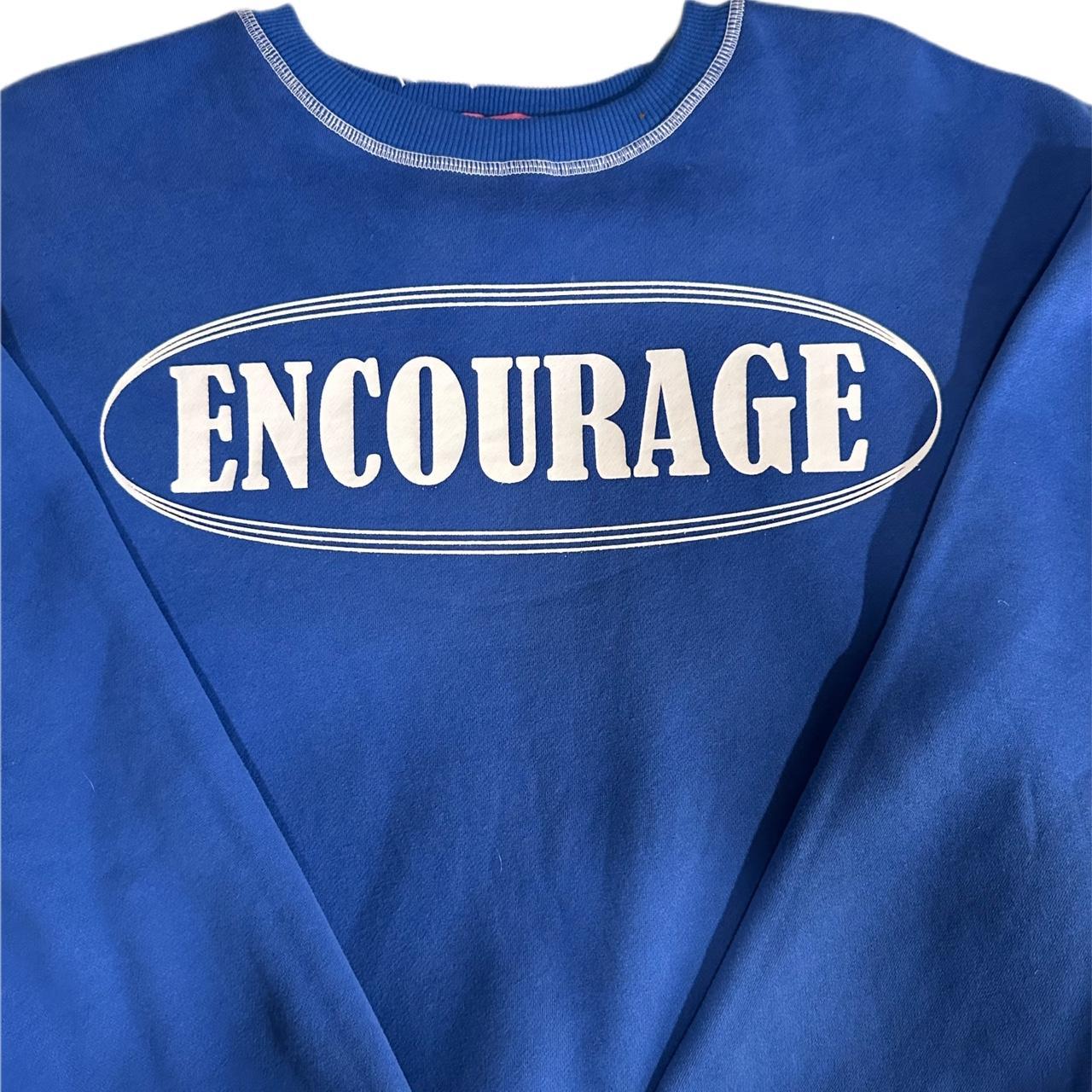 crewneck “encourage” color : royal blue size :... - Depop