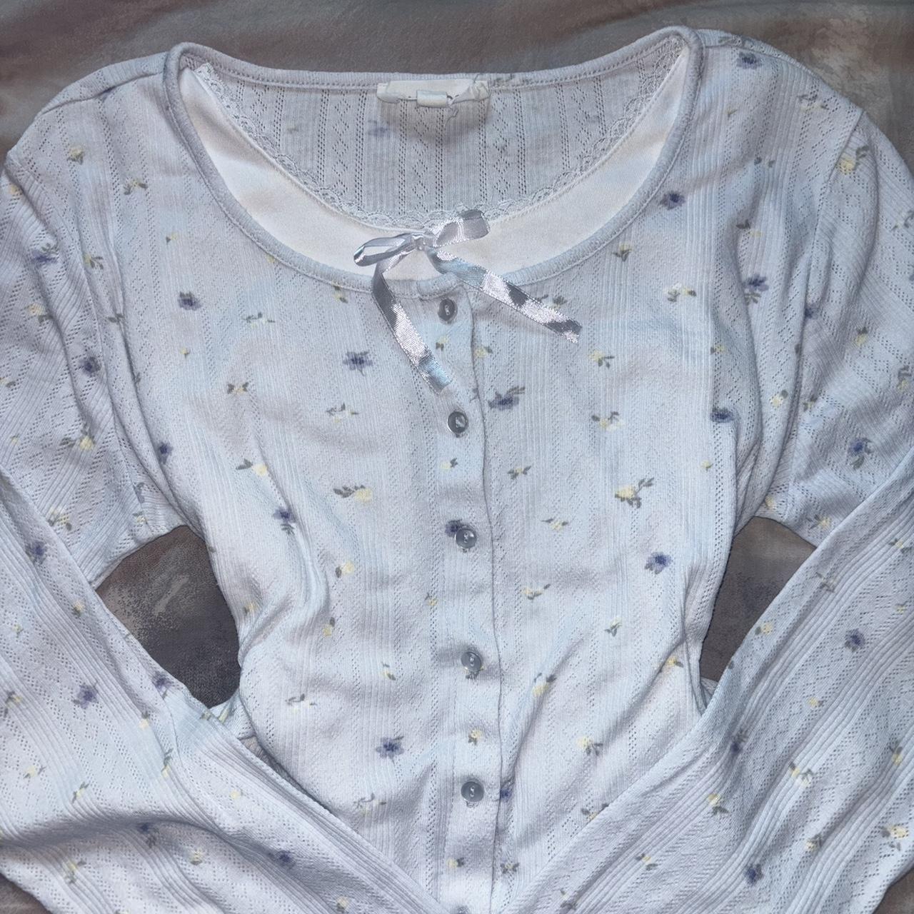 Adorable Floral Cottagecore Coquette Baby-Blue... - Depop
