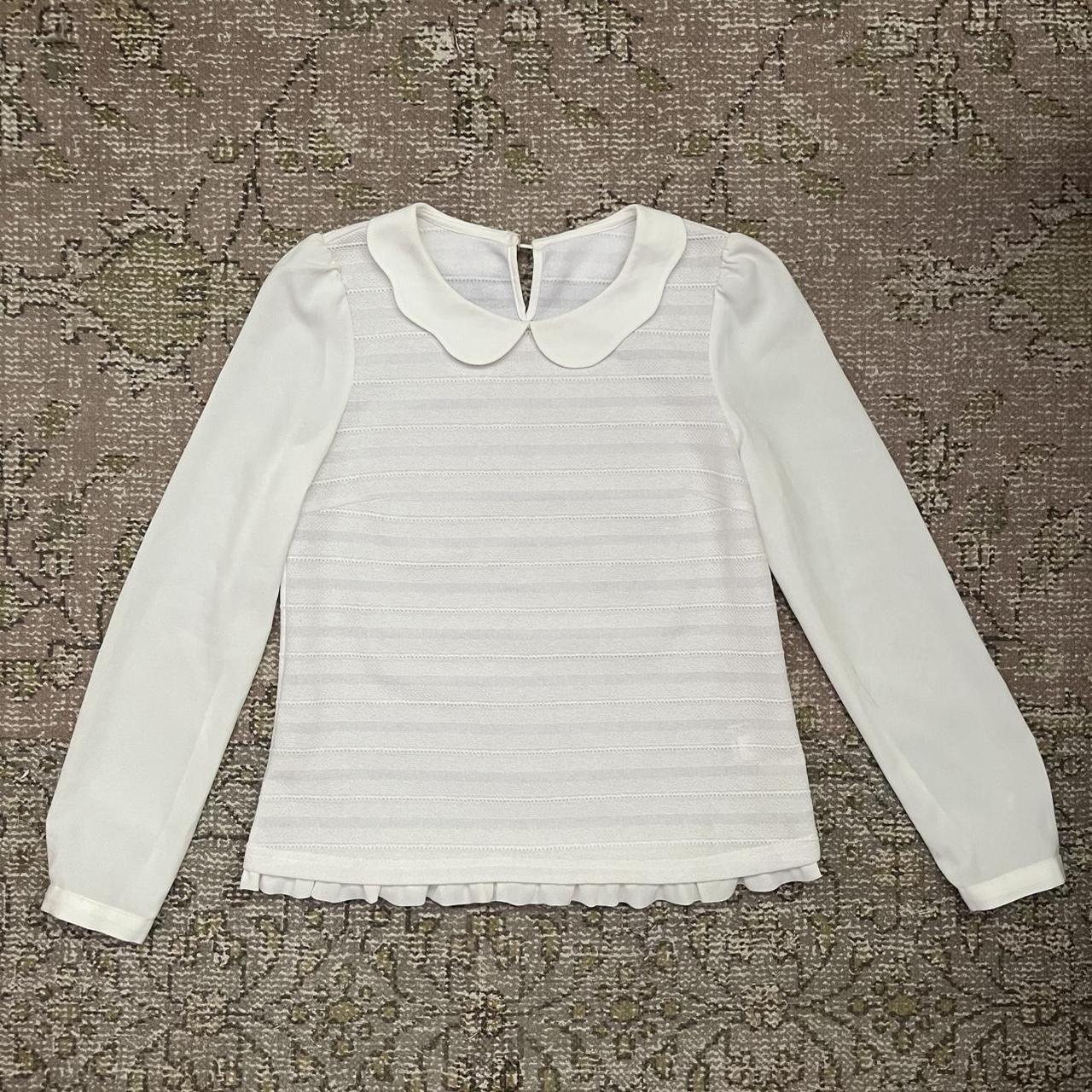 twee white blouse with scalloped wavy peter pan... | Depop