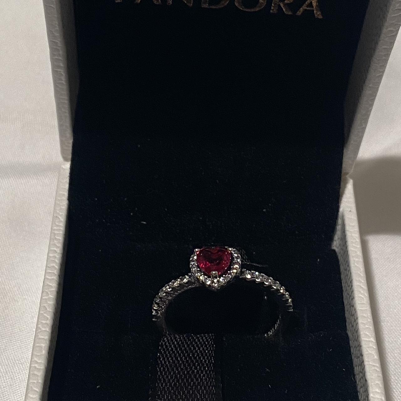 Pandora red Heart Ring with Red Heart Bracelet, 2... - Depop