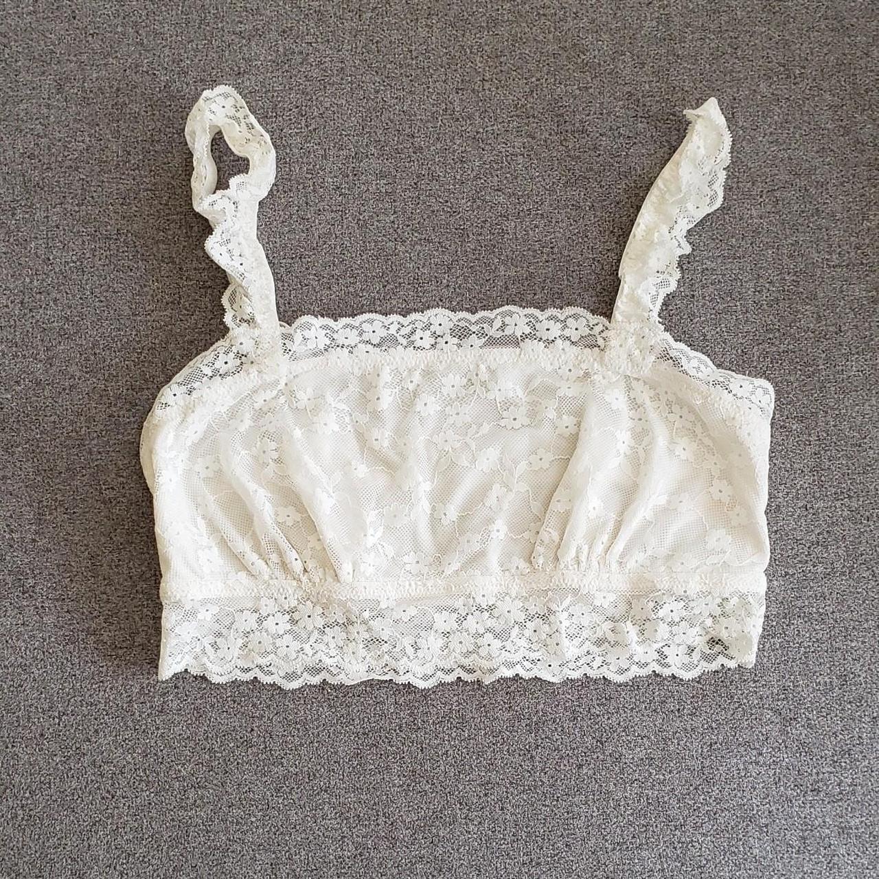 Small White Lace Colsie Crop-Top Soft lining... - Depop