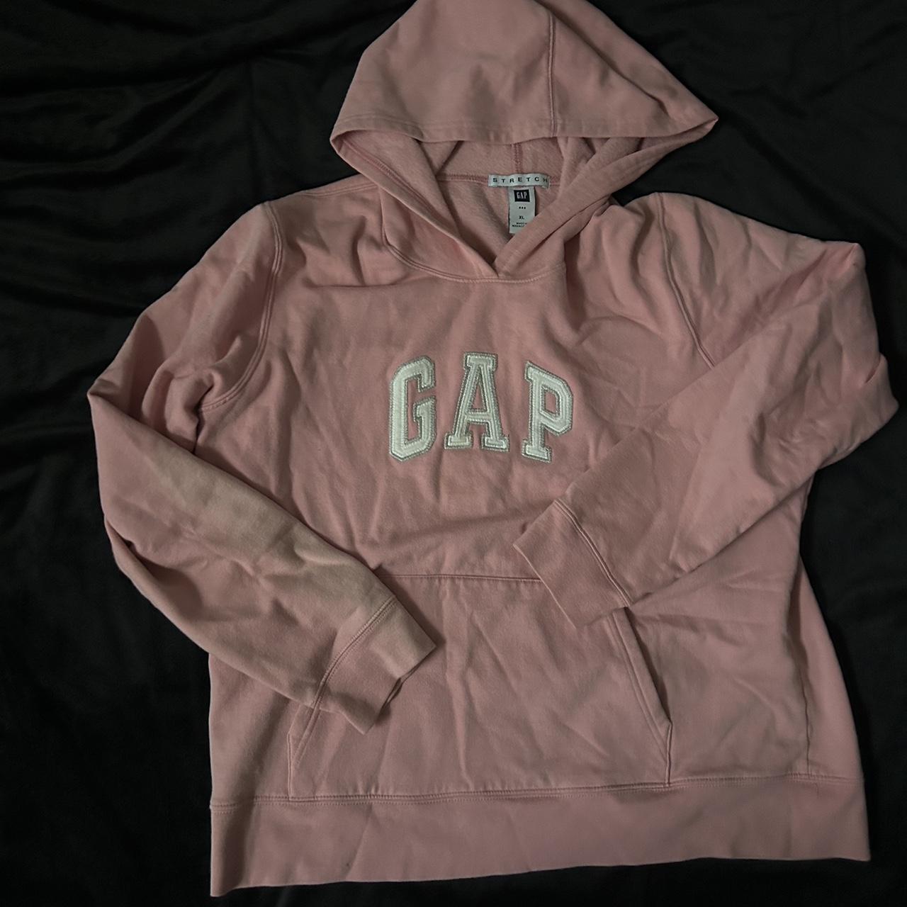 Vintage gap pink hoodie “stretch” tagged w xl... - Depop